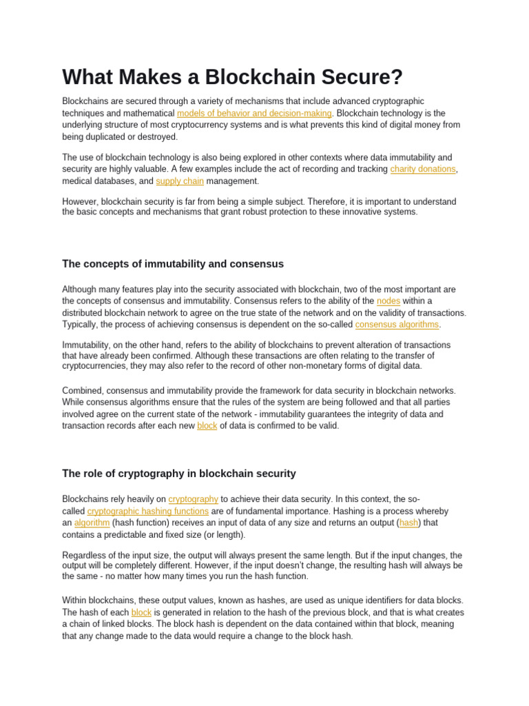 What Makes A Blockchain Secure | PDF | Cryptocurrency | Public Key ...