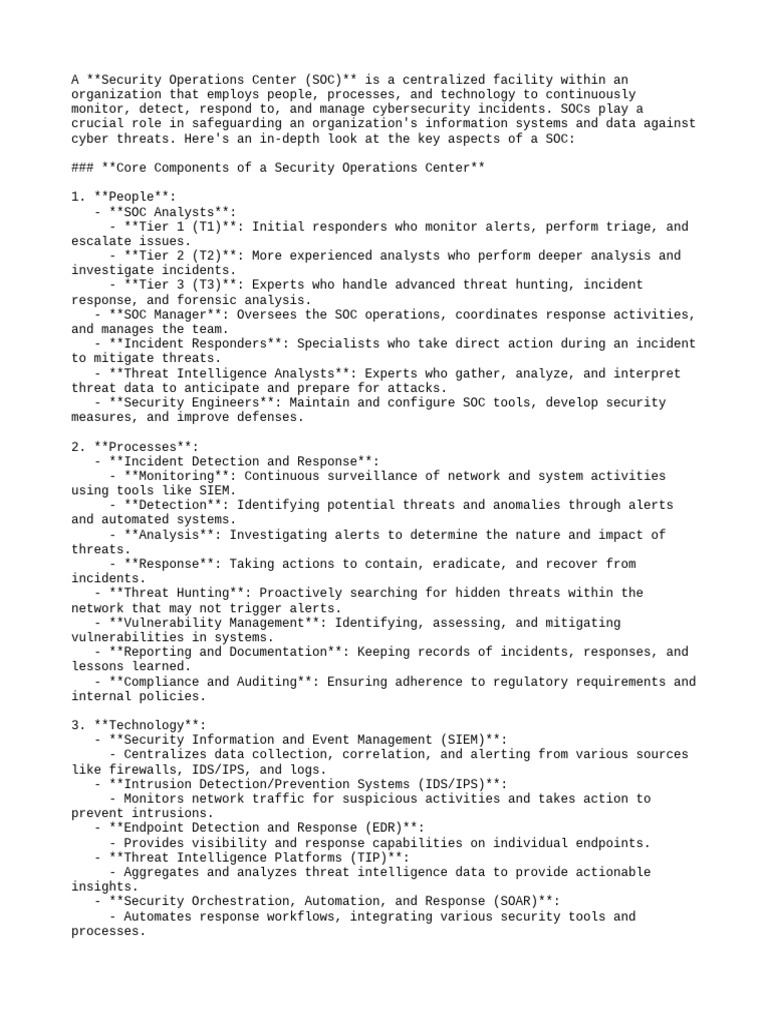 A Security Operations Center Soc Pdf Security Computer Security