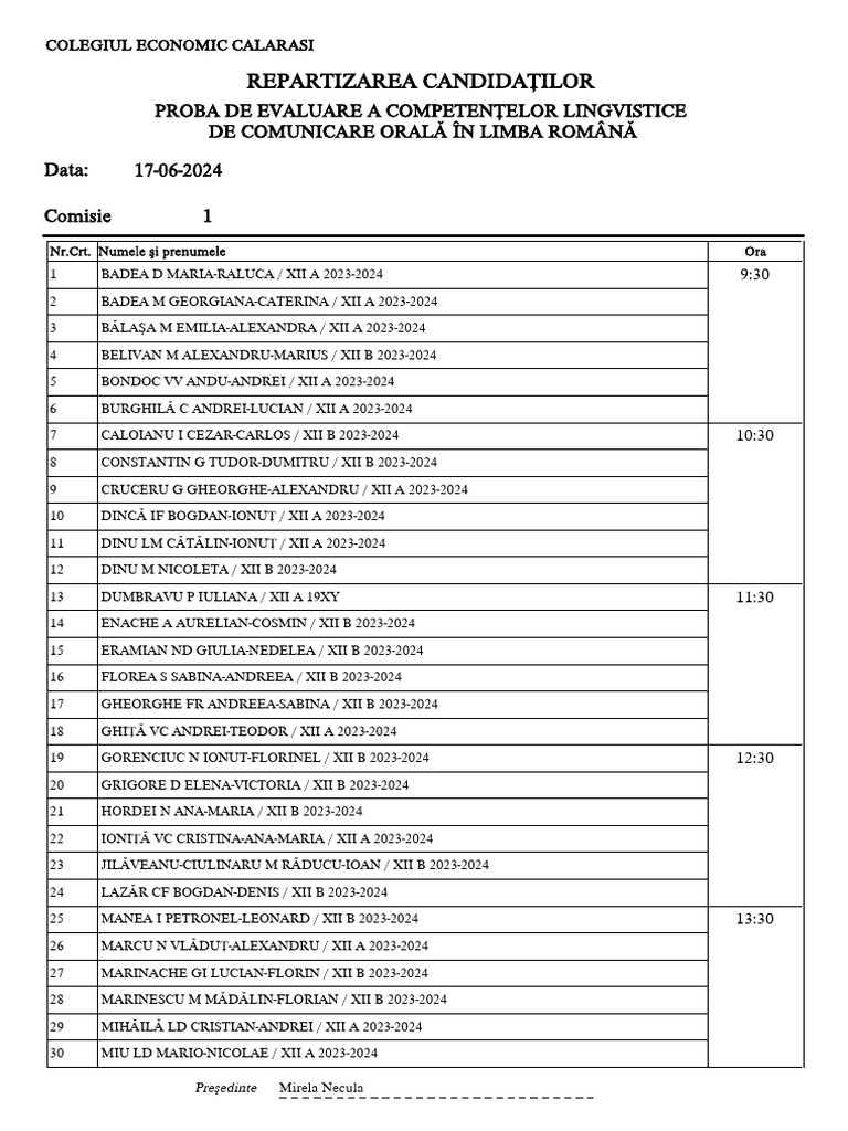Programare Romana 17-18 Iunie 2024 | PDF