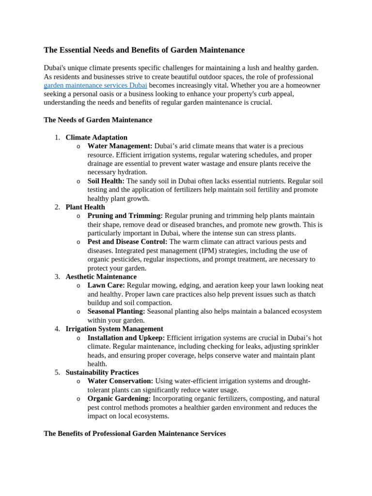 The Essential Needs and Benefits of Garden Maintenance | PDF | Lawn | Soil