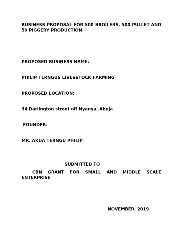BUSINESS PROPOSAL FOR 500 BROILERS | PDF | Gross Margin | Chicken