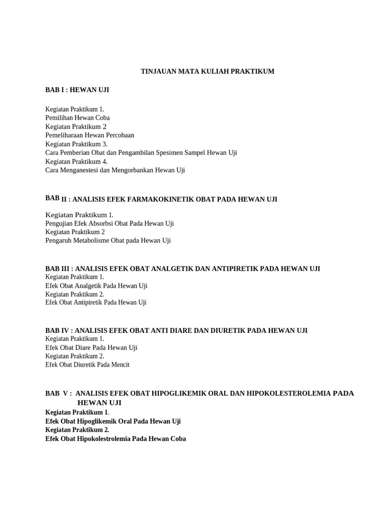 Penuntun Praktikum Farmakologi Dasar | PDF