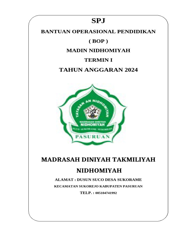 SPJ BOP Madin Nidhomiyah 2023 | PDF