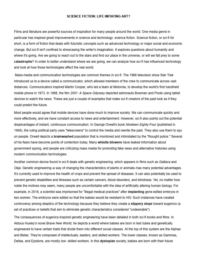 Science Fiction: Life Imitating Art? | PDF | Science Fiction | Eugenics