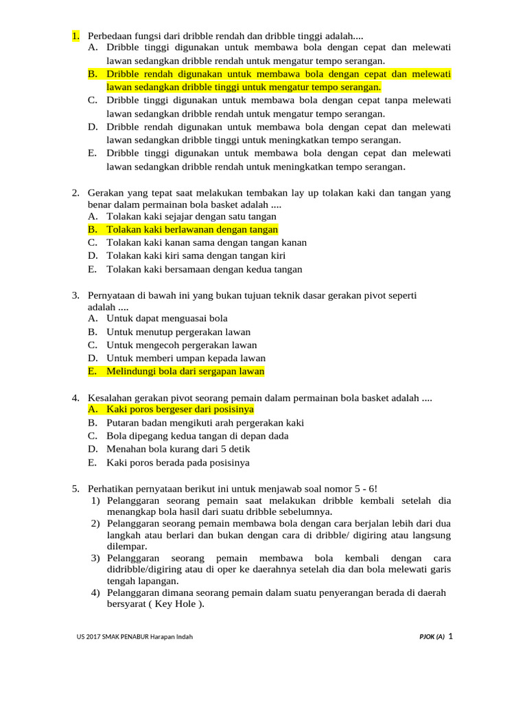 Admin Guru PJOk Soal Type | PDF