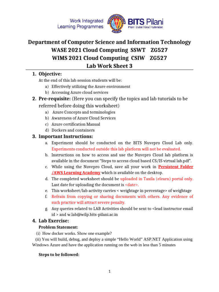 Cloud Computing Lab Worksheet 3 Template July 1st 2024 | PDF | Cloud ...