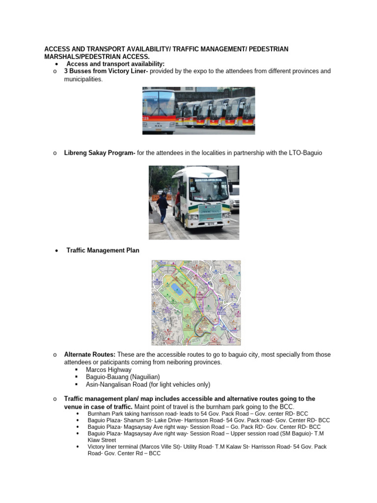 Access and Transport Availability Traffic Management Pedestrian ...