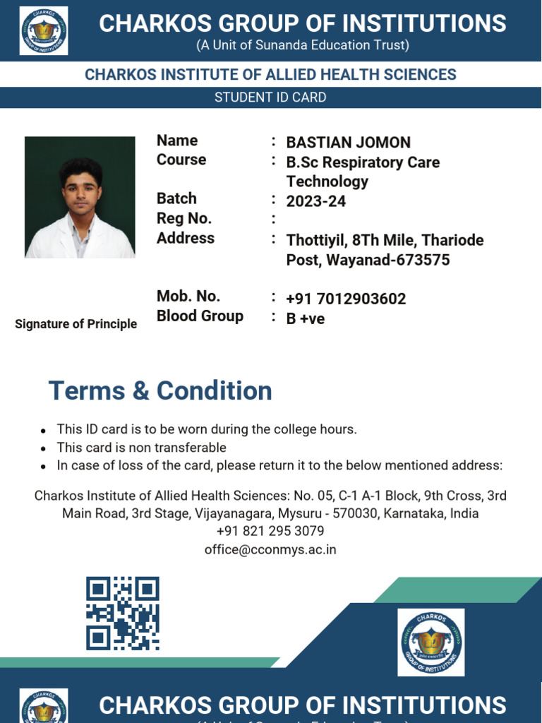 Allied Health Professionals - Student ID Card - Print For Students To ...