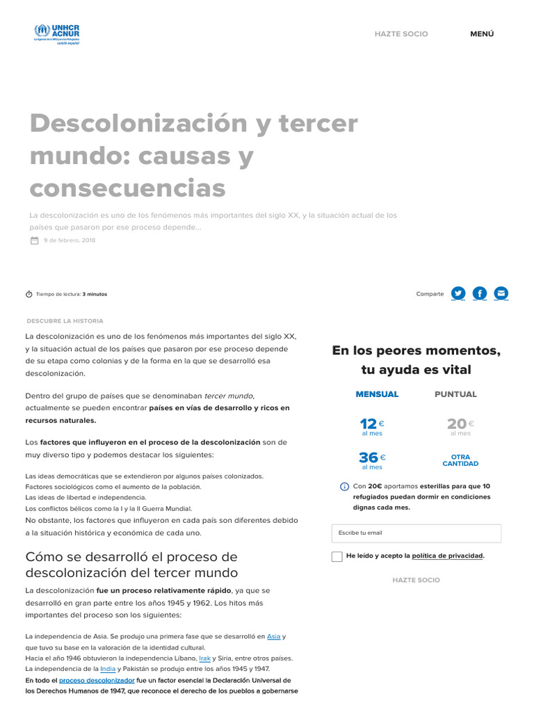 Causas y Consecuencias de La Descolonización en El Tercer Mundo - eACNUR | PDF | Descolonización ...