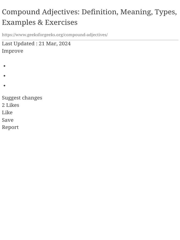 Compound Adjectives Definition, Meaning, Types, E | PDF | Adjective | Noun