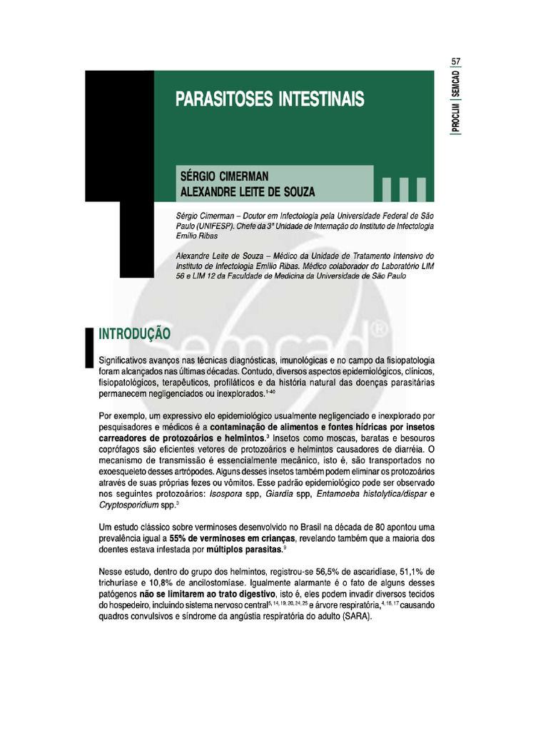 Parasitoses Intestinais - SECAD | PDF