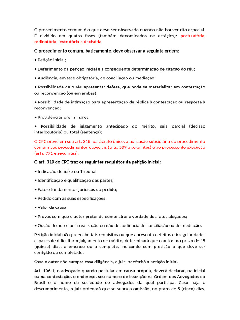 Fases do Procedimento Comum no CPC | PDF | Queixa | Sentença (jurídico)