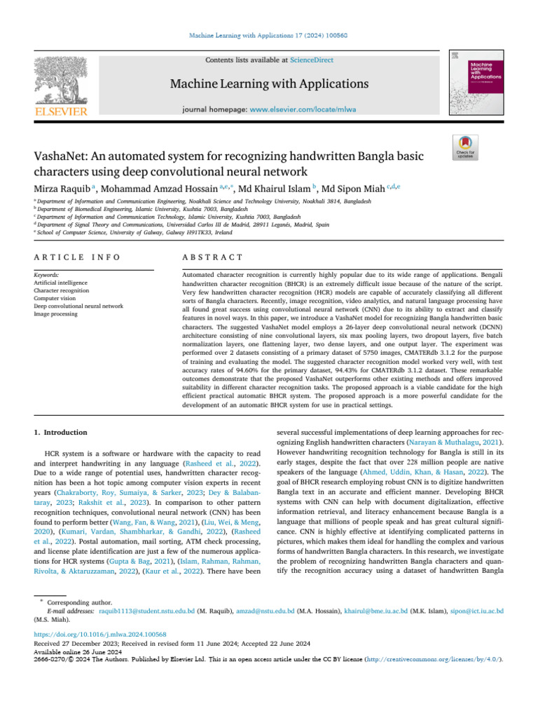 VashaNet: An Automated System For Recognizing Handwritten Bangla Basic Characters Using Deep ...
