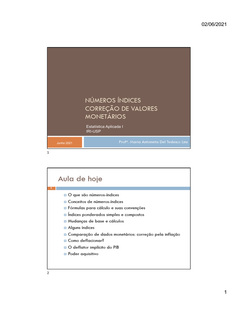 Aula 6 - Números Índices - Slides | PDF | Produto interno bruto ...