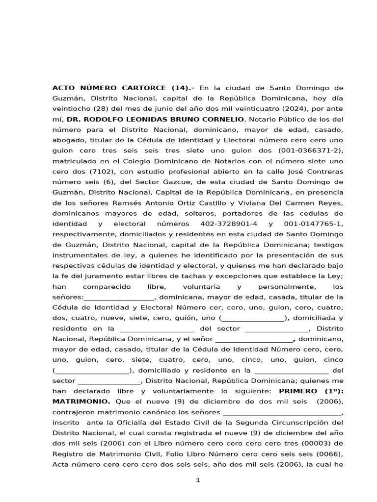 Acto de Estipulaciones y Convenciones Modelo | PDF | Divorcio ... Acto de Estipulaciones y Convenciones Modelo | PDF | Divorcio ...