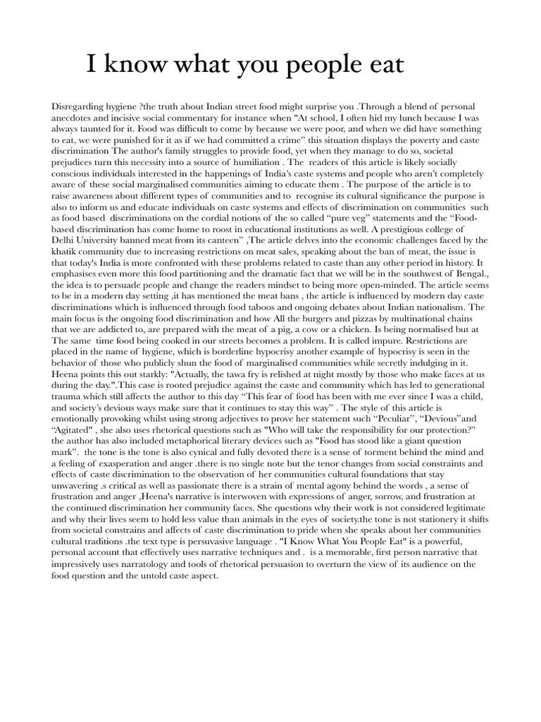 I Know What You PPL Eat pt-2 | PDF | Caste | Social Psychology