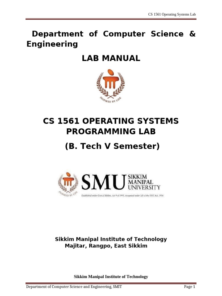 CS1561 Os Lab Manual | PDF | Shell (Computing) | Operating System