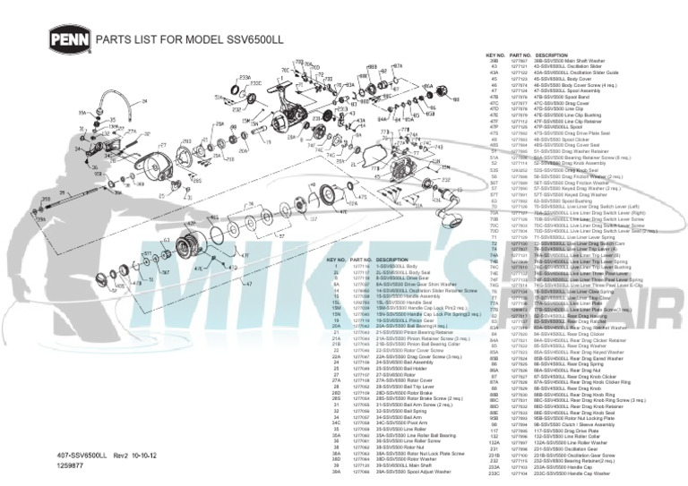 Penn Spinfisher V SSV6500LL 02 Schematic | PDF | Manufactured Goods ...