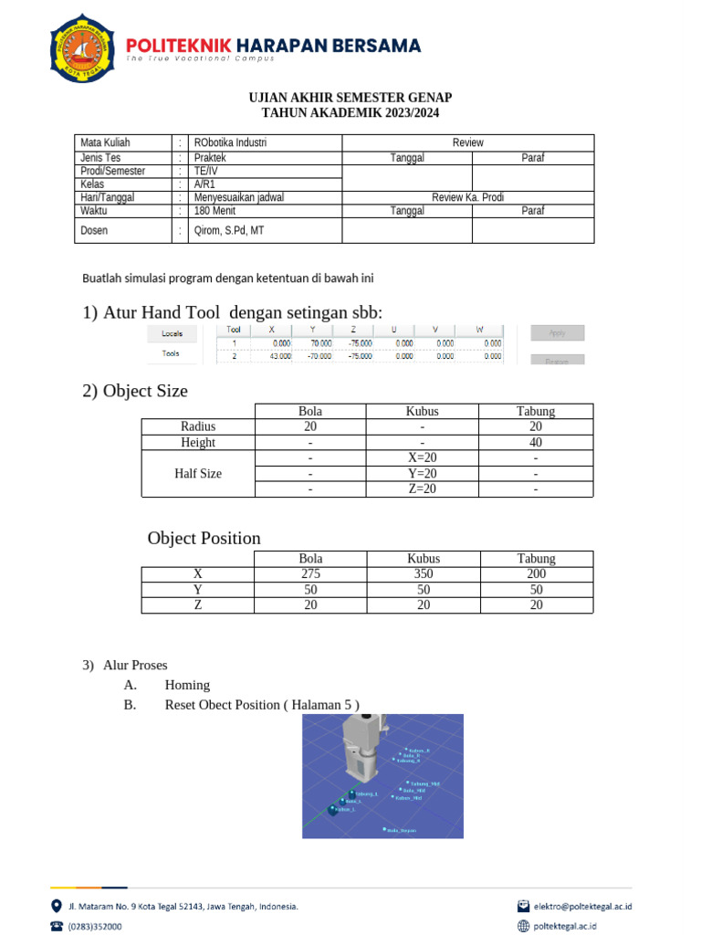 Soal UAS Robotika Industri 2024 | PDF
