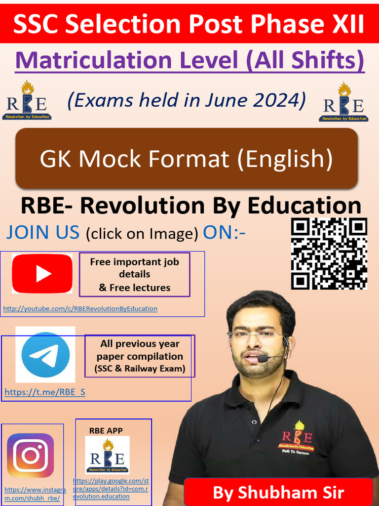 GK Eng SSC Selection Post Phase XII 2024 Tier 1 Matriculation Level | PDF | Intermolecular Force