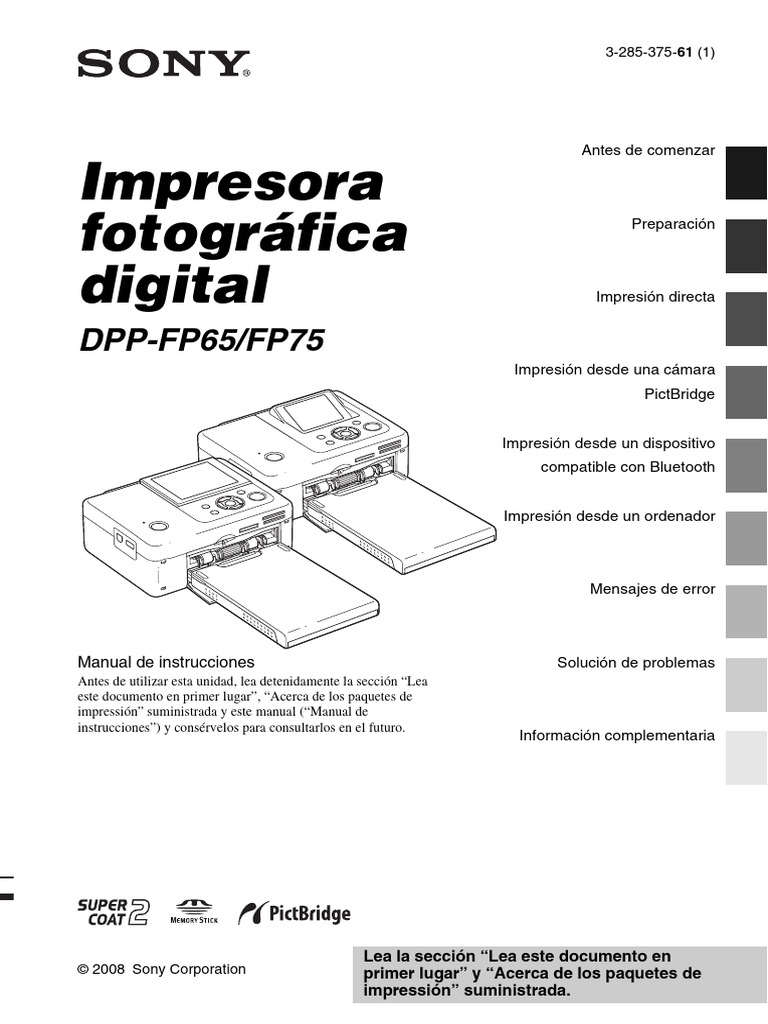 Impresora Fotográfica Digital: DPP-FP65/FP75 | PDF | Impresora ...