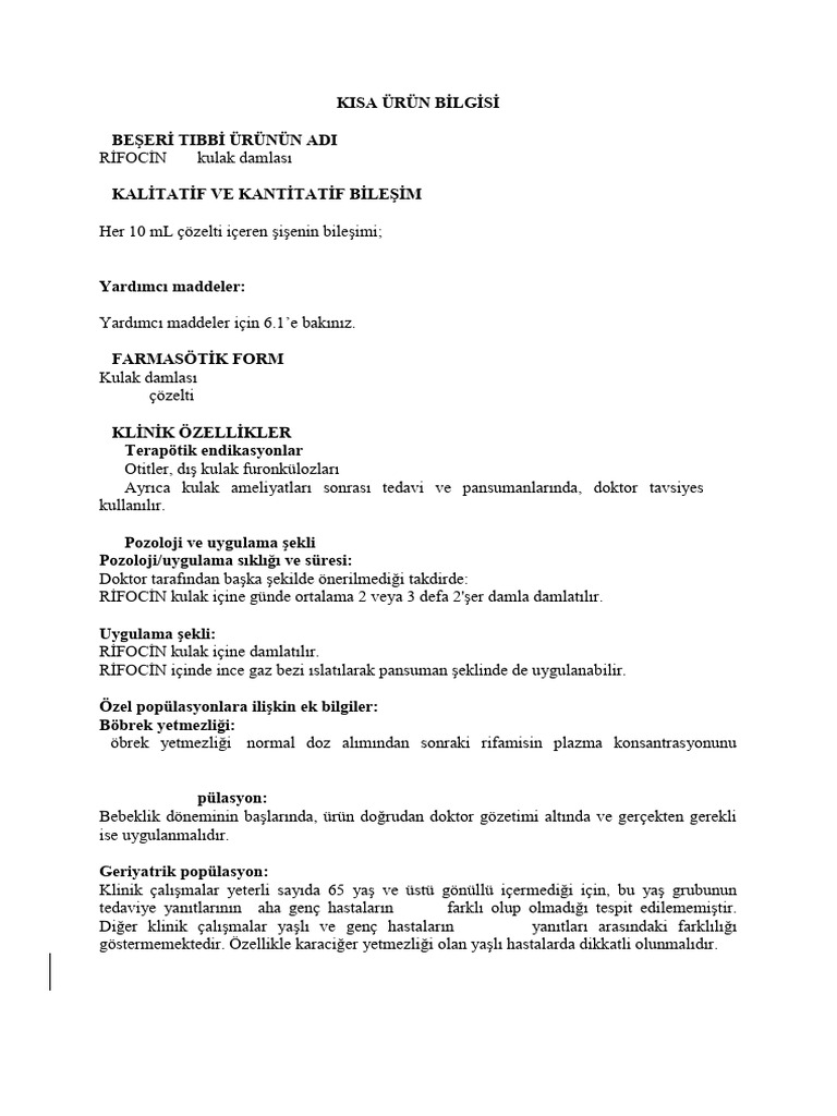 Rifocin Kulak Damlasi Kub | PDF