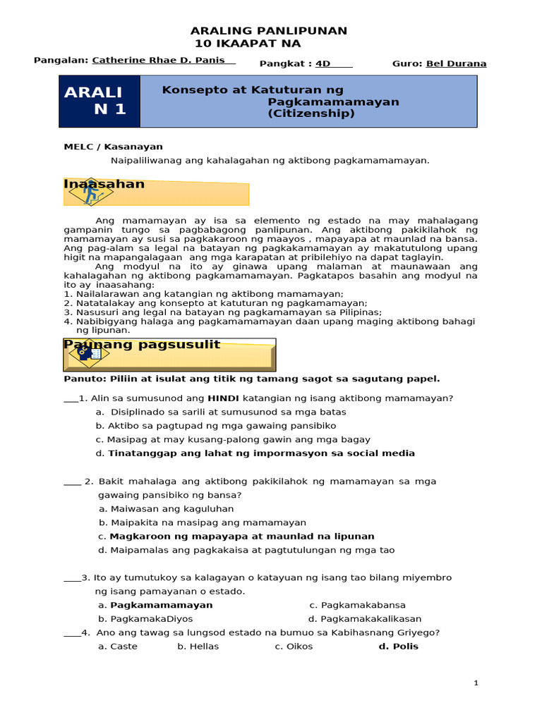 AP10-Q4-Week-1-2 2 | PDF