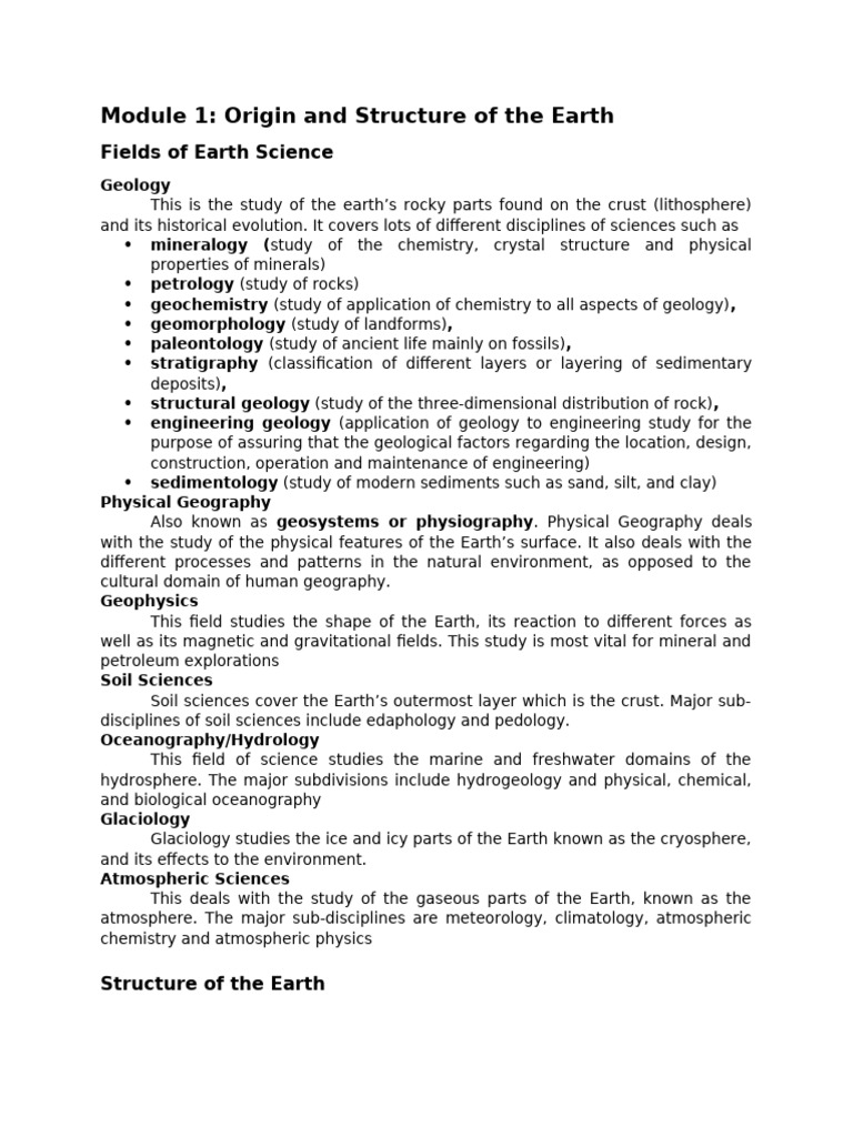 Earth and Life Science Module 1 Notes | PDF | Earth Sciences | Earth