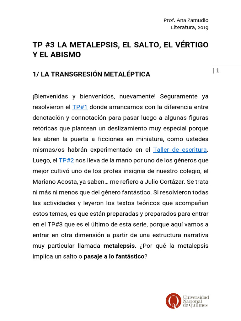 Metalepsis y Ficción en Cortázar | PDF | Cuentos | Novelas