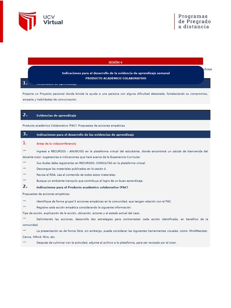 Indicaciones para El Desarrollo PAC - S4 | PDF