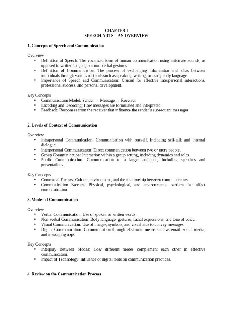 Chapter I Speech Arts An Overview | PDF | Communication | Speech