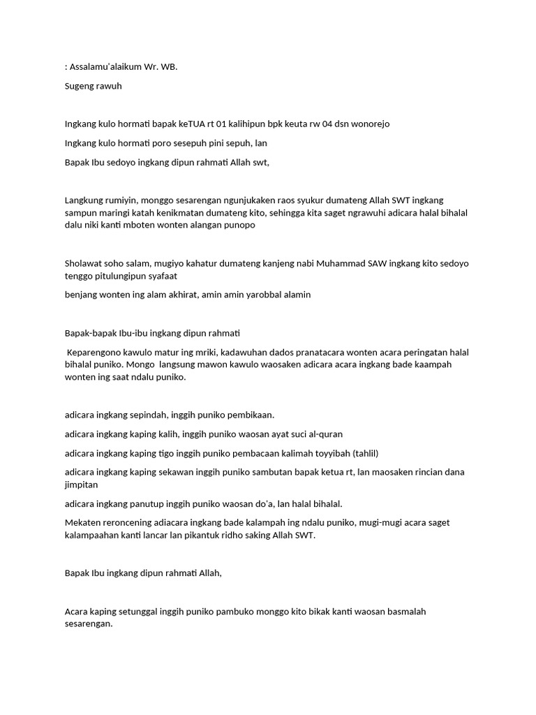 Acara Halalal Bihlal | PDF