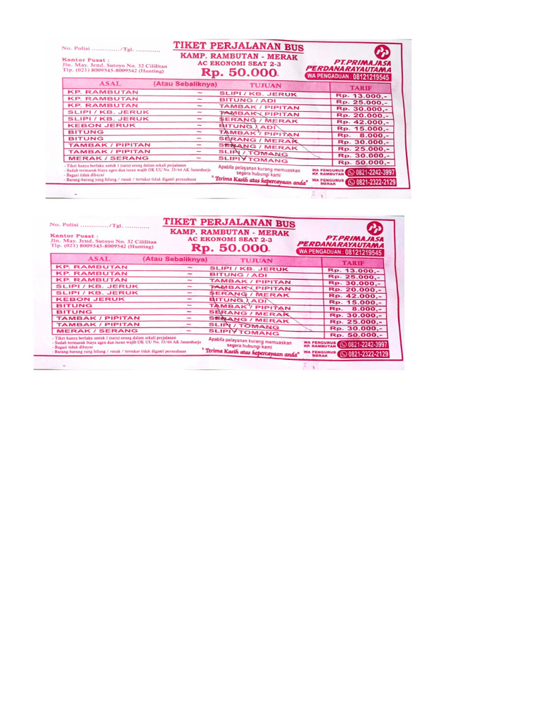 TIKET PRIMAJASA | PDF