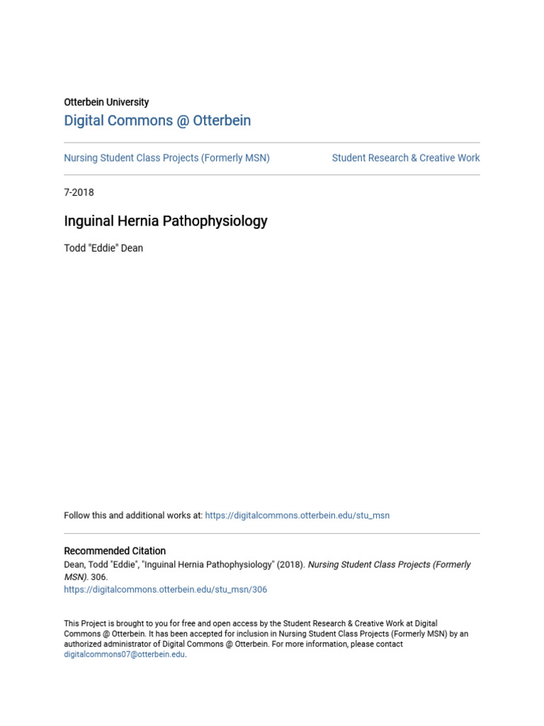 Inguinal Hernia Pathophysiology Overview | PDF | Inflammation | Edema
