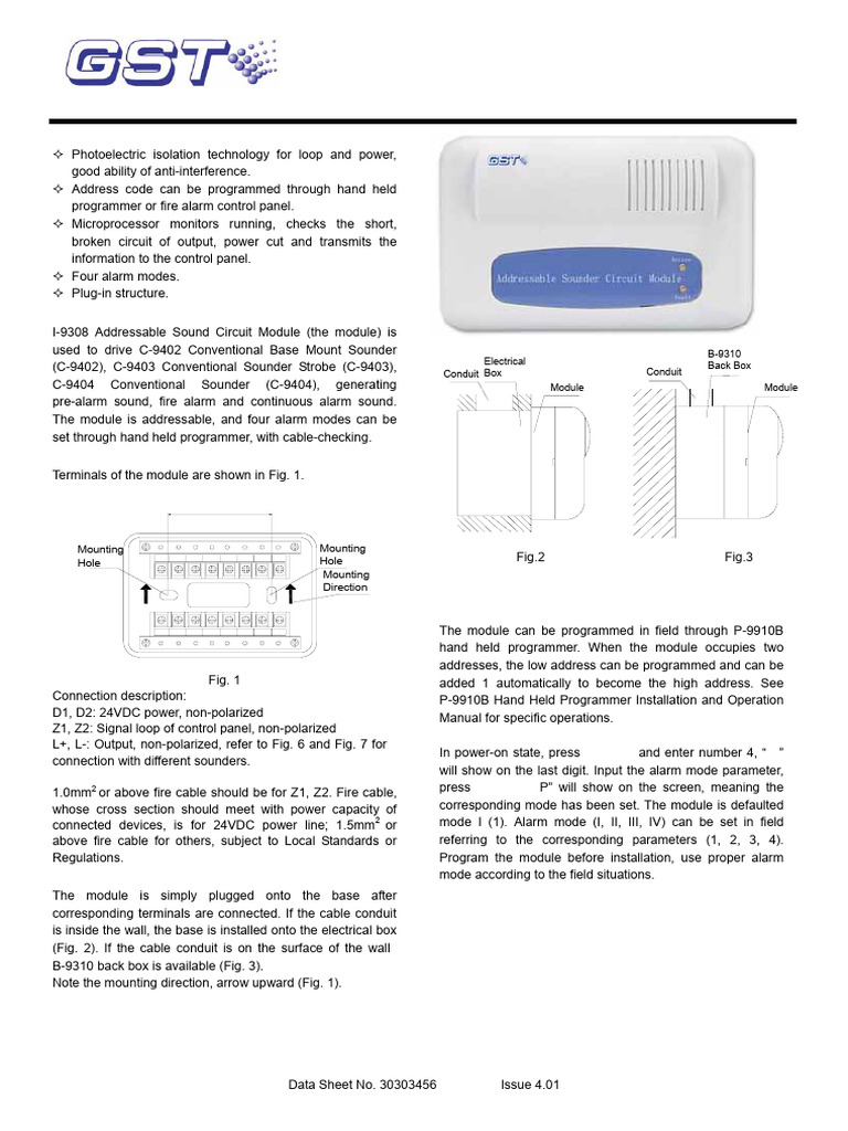 GST I-9308 Addressable Sounder Circuit Module Installation and ...