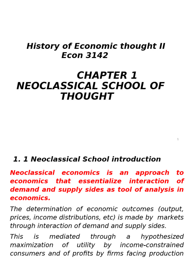 Neoclassical School of Thought - Edt | PDF | Neoclassical Economics ...