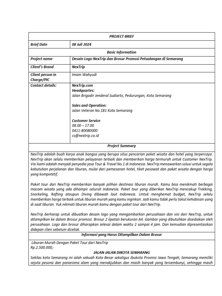 Brief Project Brosur | PDF