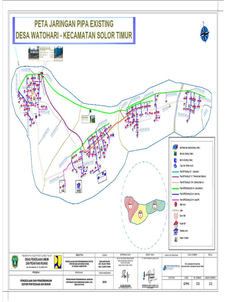 Peta Jaringan Pipa Existing Desa Watohari - Kecamatan Solor Timur | PDF
