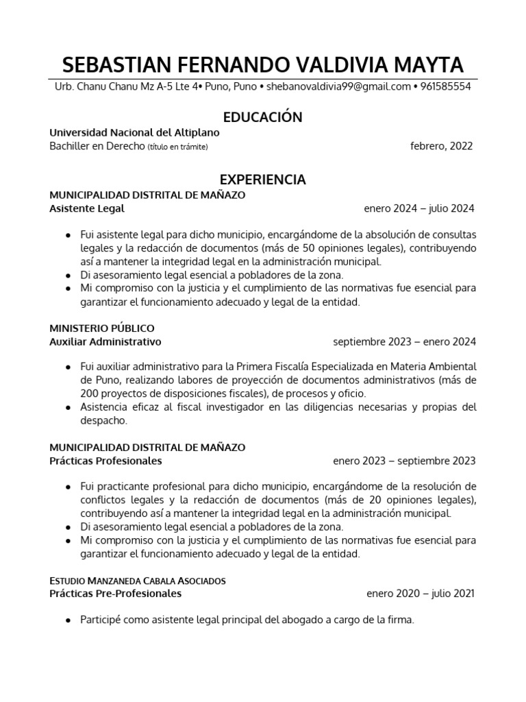 CV - Sebastian | PDF | Documento de identidad