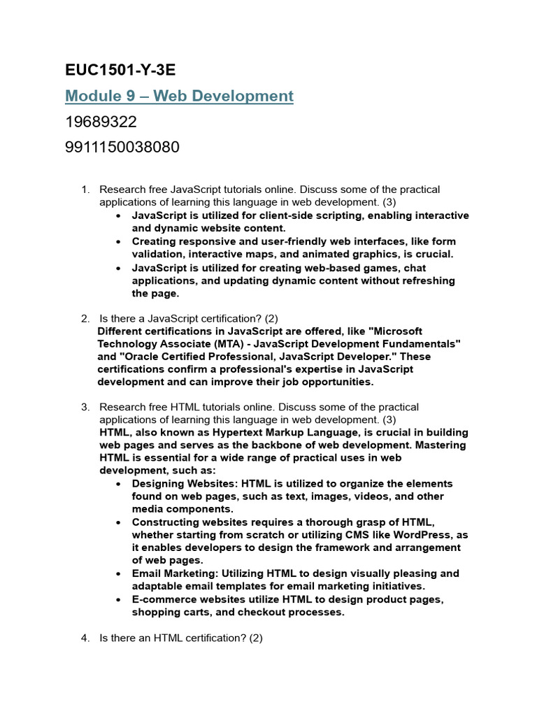 Module9 Euc | PDF | World Wide Web | Internet & Web