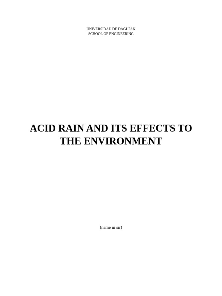 Acid Rain and Its Effects To The Environment | PDF | N Ox | Soil