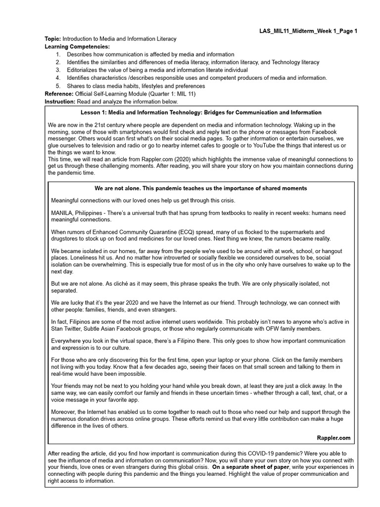 Lesson-Reference MIL | PDF | Communication | Information