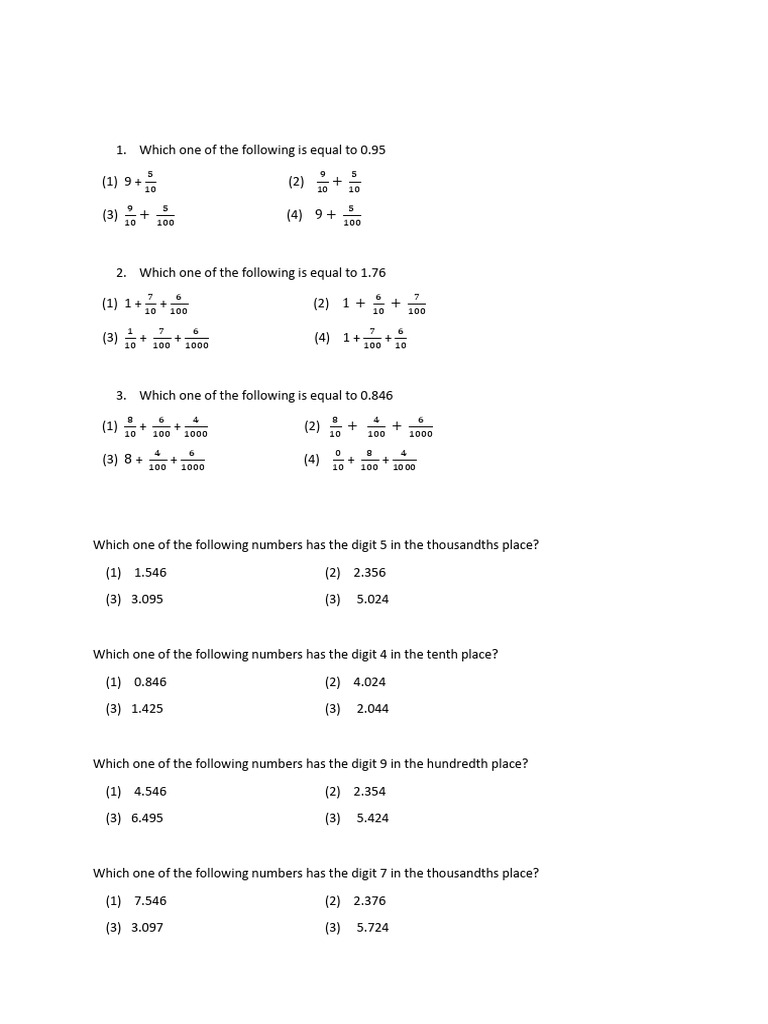 Maths Decimals 1 | PDF | Signal Processing | Vocabulary