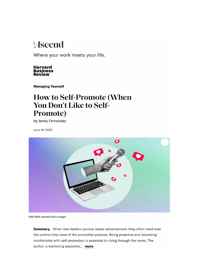 How To Self Promote (When You Don't Like Self Promote) | PDF