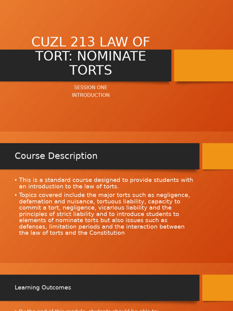 1 Law of Tort - Introduction Tort Law. | PDF | Tort | Damages
