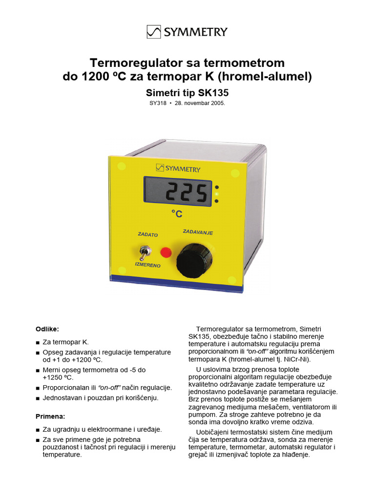 SK135 Termoregulator Za Termopar K | PDF