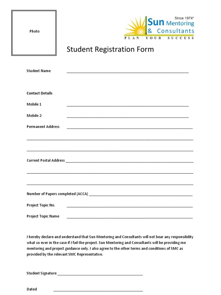 ACCA Student Registration Form | PDF | Business