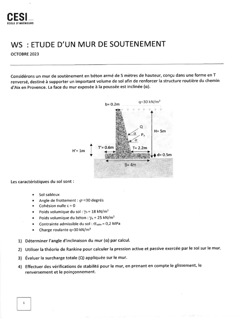 Correction WS Mur de Soutenement | PDF