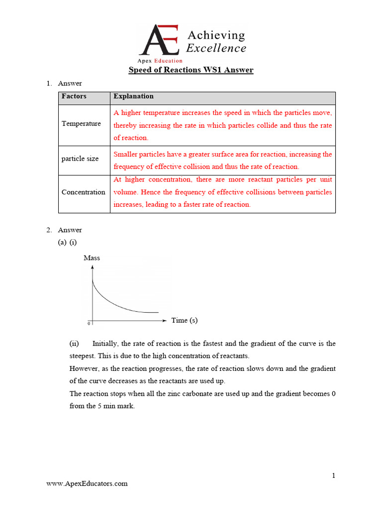 Factors Affecting Reaction Speed | PDF | Reaction Rate | Chemical Reactions