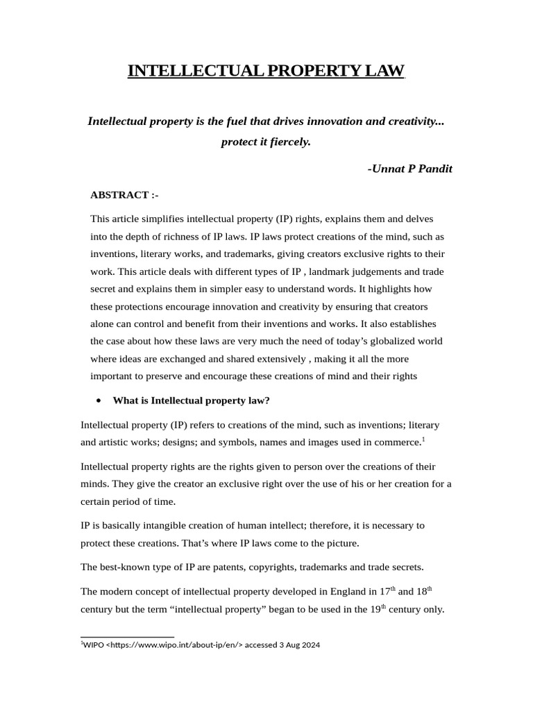 Intellectual Property Law1 | PDF | Intellectual Property | Patent